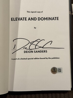 DEION SANDERS SIGNED ELEVATE AND DOMINATE BAS AUTHENTIC BOOK | eBay