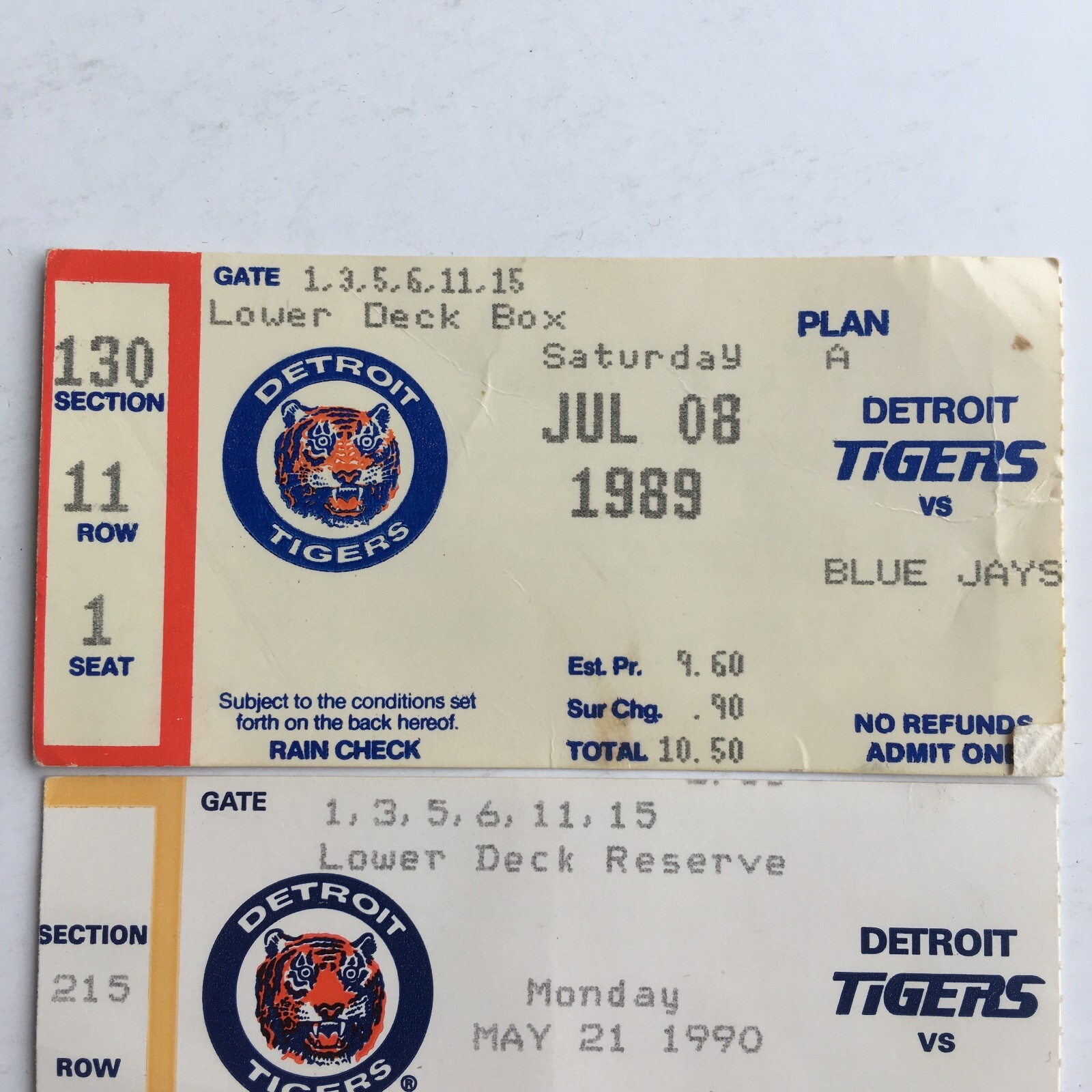 Lot of 3 Vintage 1989 and 1990 Detroit Tigers Baseball Ticket Stubs | eBay