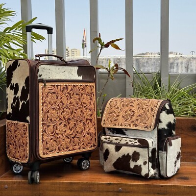 Cowhide luggage set | eBay