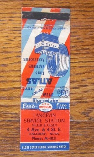 CANADIAN TAX STAMP MATCHBOOK MATCHCOVER: ESSO GAS STATION CALGARY, AB ...