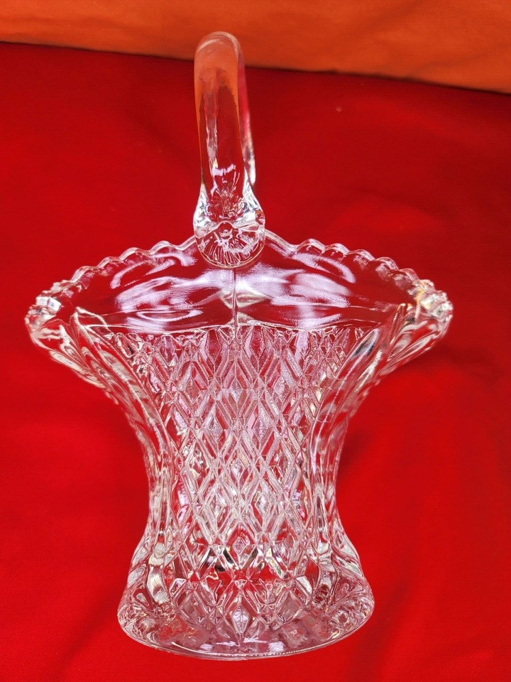 Brides Glass Basket Vase 10'' Vintage Daisy & Button Pattern LESmith ...