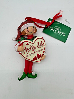 Kurt Adler Mom's Favorite "Middle Child" Girl Holding Heart Christmas ...