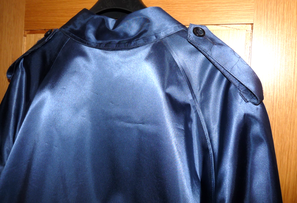 rare English shiny blue heavy satin & rubber mackintosh raincoat superb ...