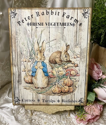 Peter Rabbit Farms Fresh Vegatables Handmade Canvas Sign #8 | eBay