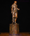 10" Old Chinese Buddhism Boxwood Wood Carving Warrior Monk Arhat Buddha ...