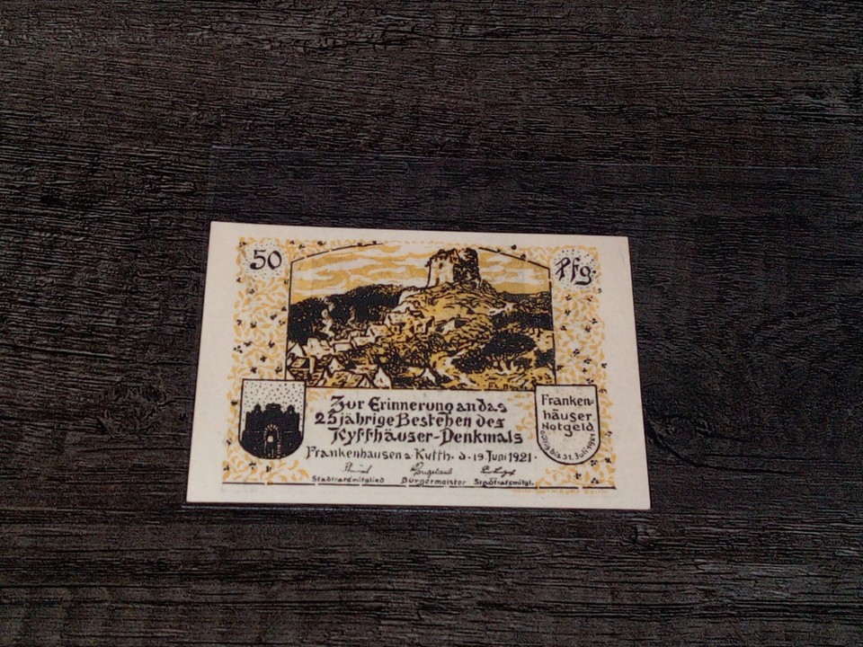 Germany 50 Pfennig 1921 Banknote Frankenhausen Kyffhäuser Series ...