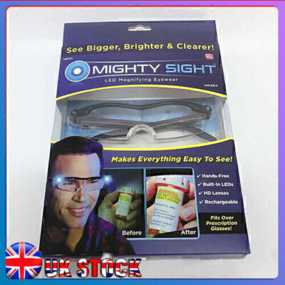 MIGHTY SIGHT LED MAGNIFYING EYEWEAR HD RECHARGEABLE GLASSES - AS SEEN ...