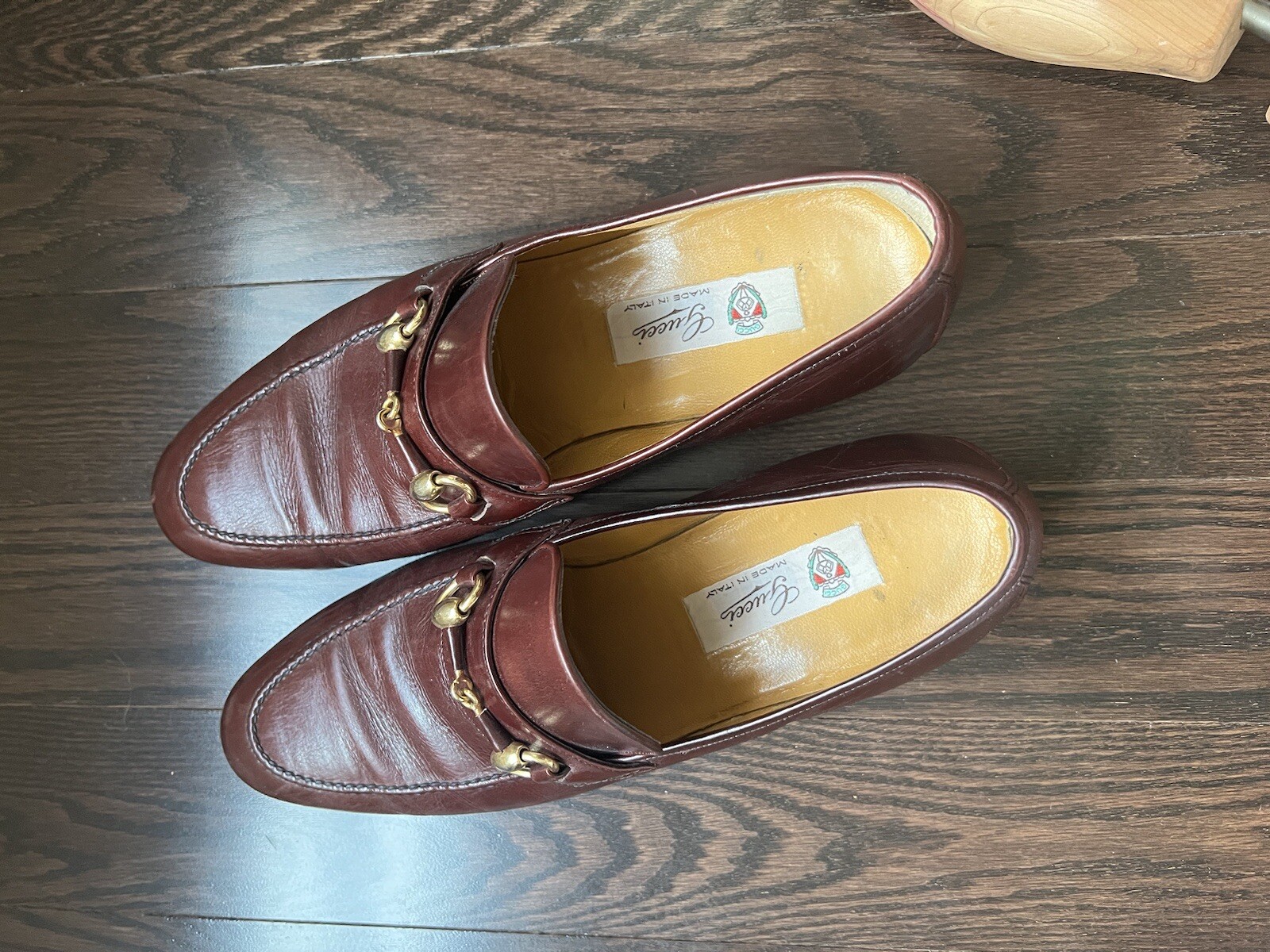 GUCCI MEN'S BROWN LEATHER HORSE BIT SHOES SLIP ON LOA… - Gem