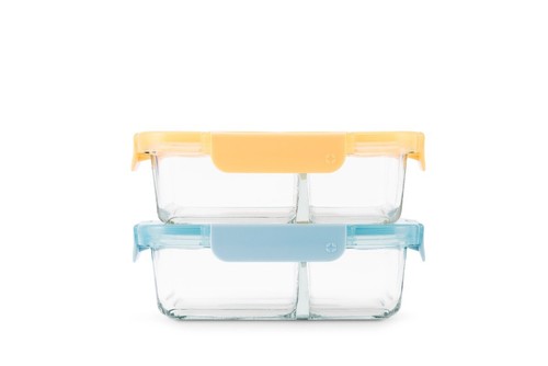 Ello Color Lock 3.4c-cup Divided Glass Food Storage Container 2pk Home ...