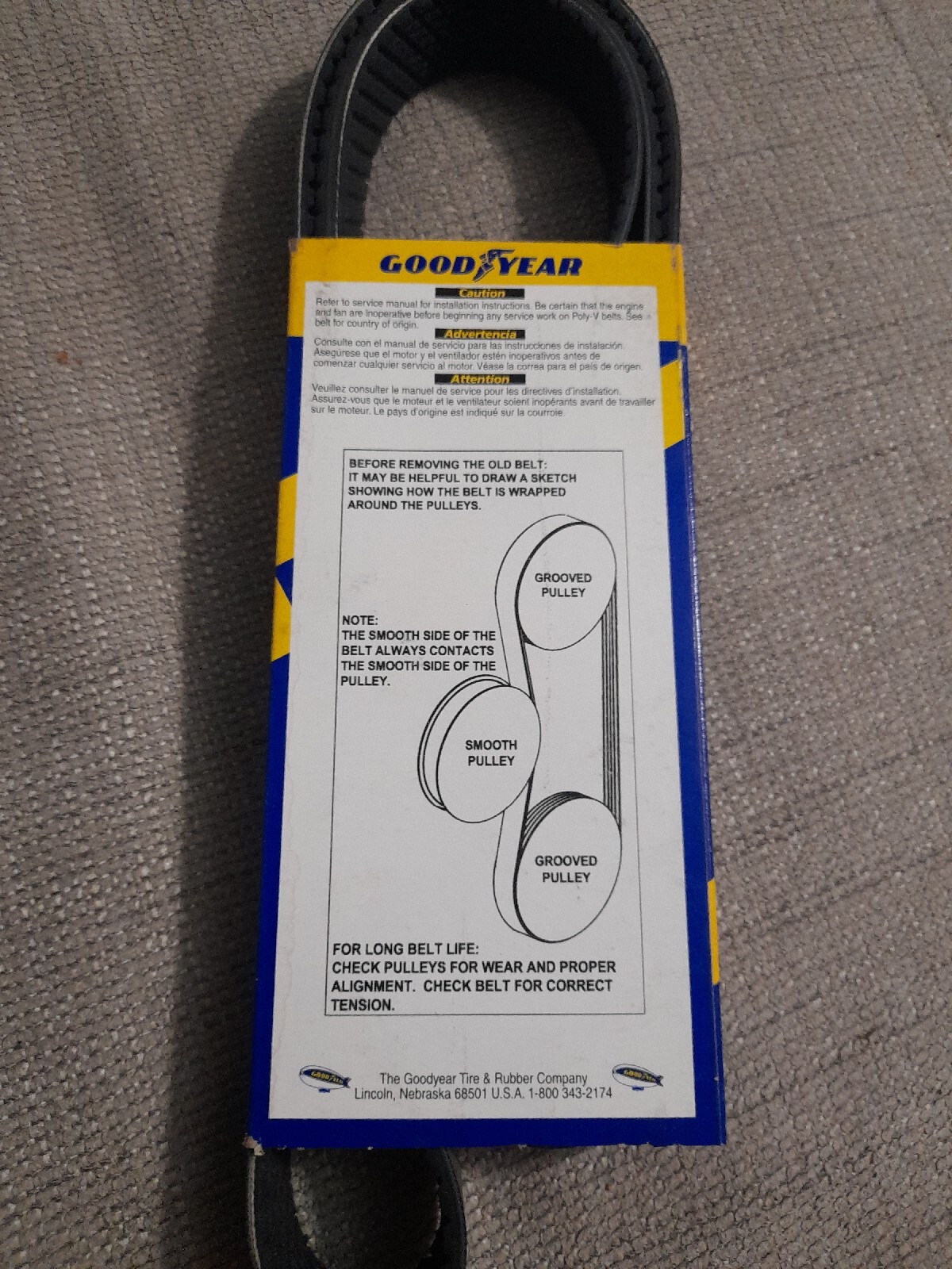 4080745 Goodyear Gatorback Serpentine Belt Made in Canada 8pk1890 for ...