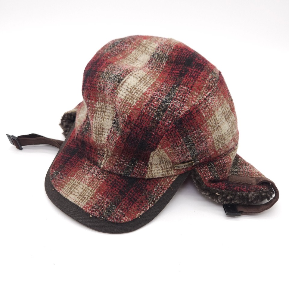 Stetson Men Medium Waddy Ear Flap Hat Plaid Sherpa Trapper Winter Cap ...