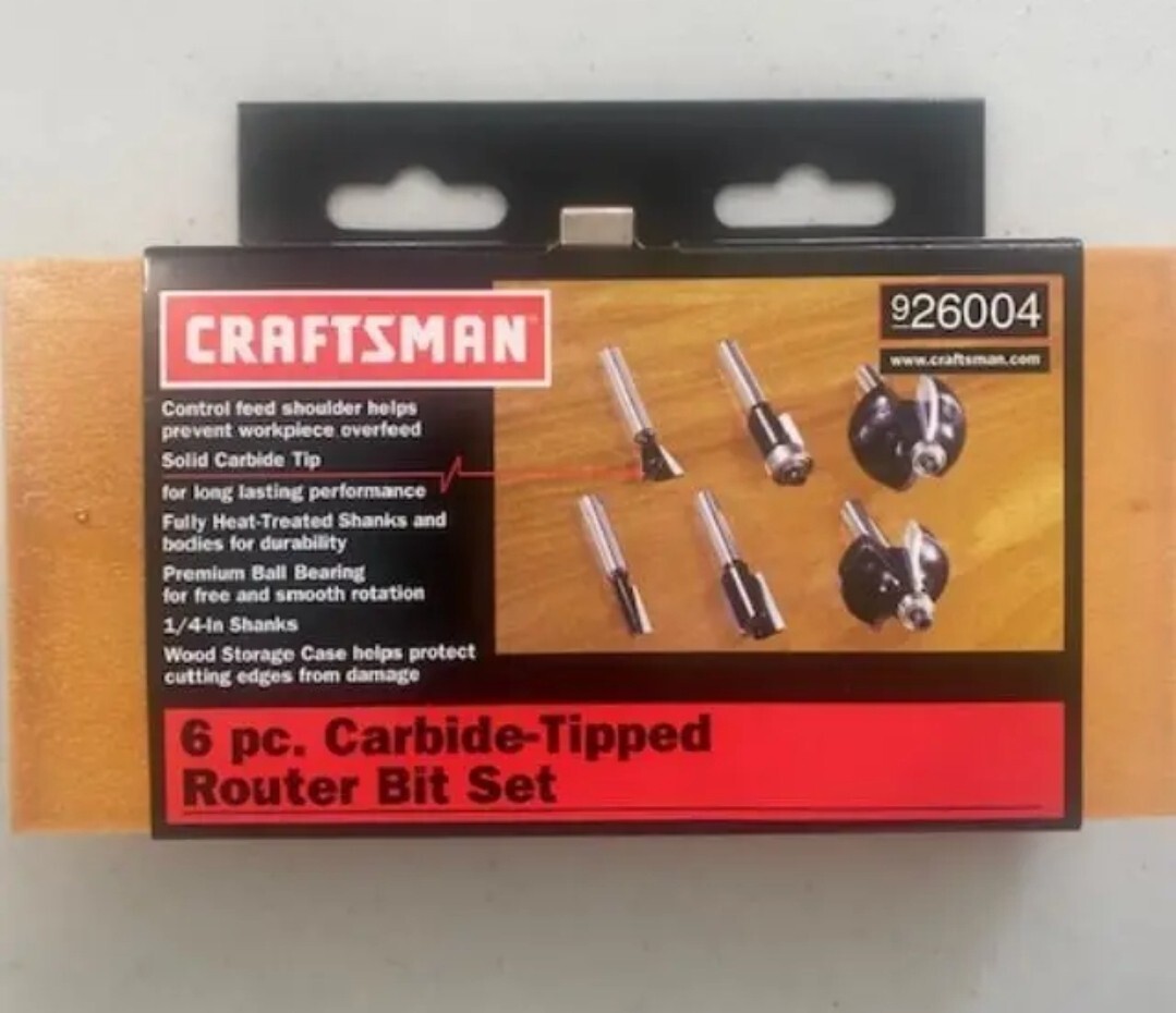 Craftsman 26004 1/4" Shank Carbide Tipped Router Bit 6 Piece Set | eBay