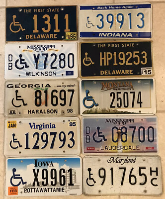 Set Of 10 HANDICAP WHEELCHAIR license plates HC disabled handicapped ...