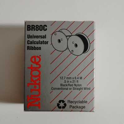 Nu-Kote Universal Calculator Ribbon BR80C Black/Red Nylon Canon Royal ...