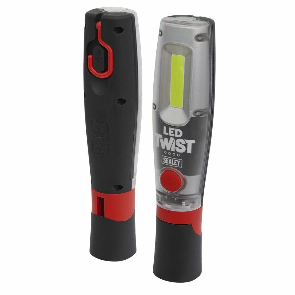 Sealey Rechargeable Inspection Lamp 360 Twist 8W COB LED Light 1000 ...