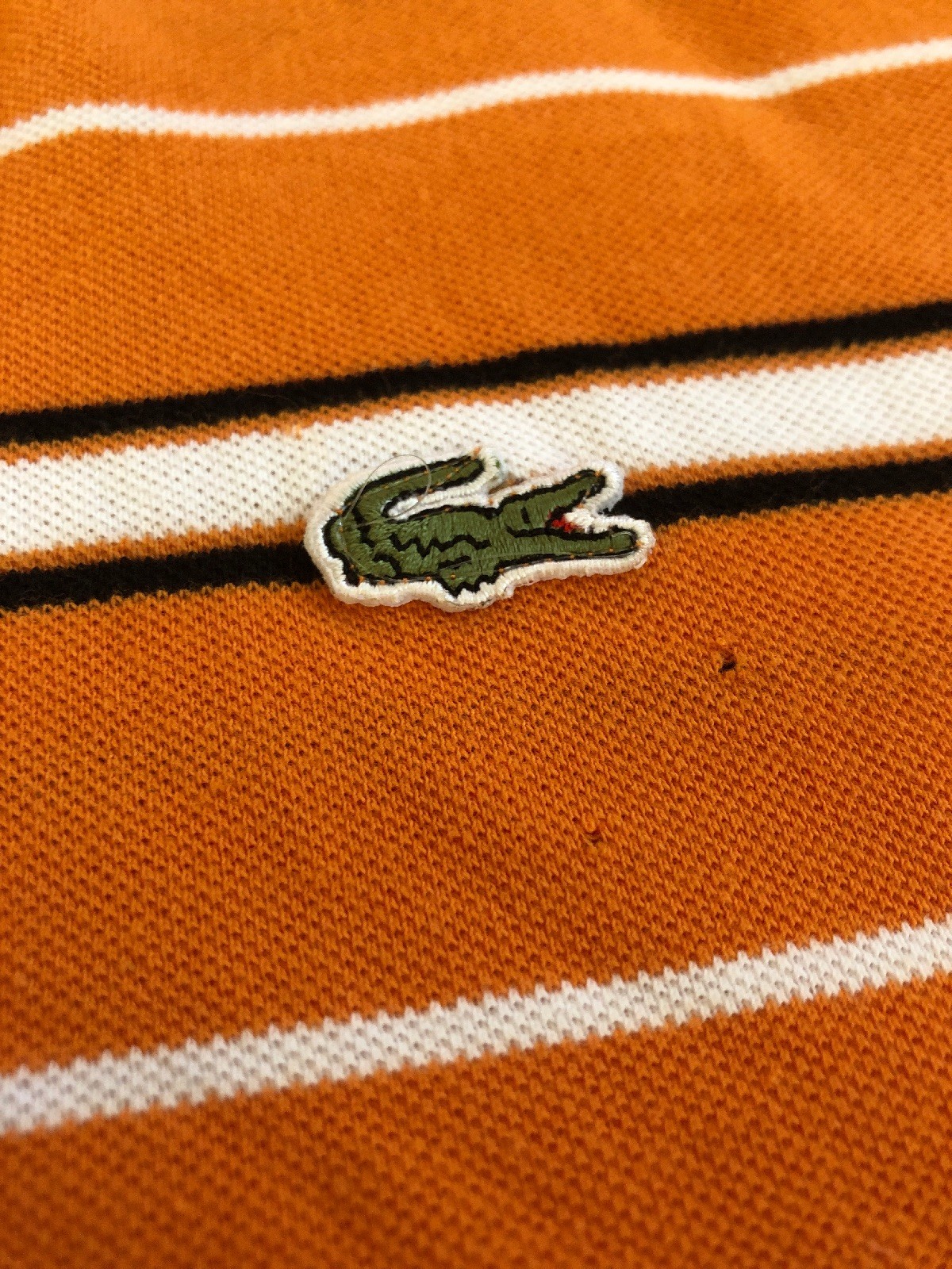 Vintage Lacoste Orange & White Retro Striped Long Sle… - Gem