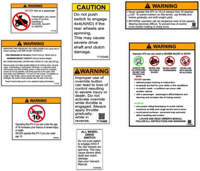 Polaris Sportsman Warning Decals ATV Decal Kit 4x4 | eBay