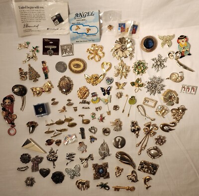 Vintage Assorted Brooches and Pins Lot of 104 Pieces | eBay