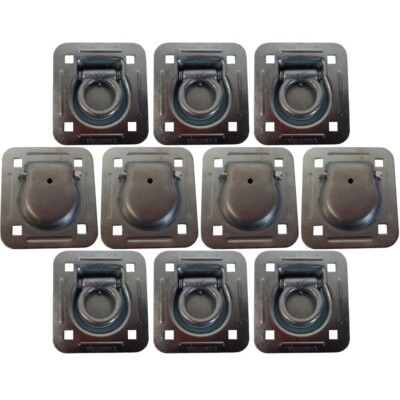 10 pk Flush Mount Recessed Ring Trailer Cargo Tie Down Control D-Rings ...