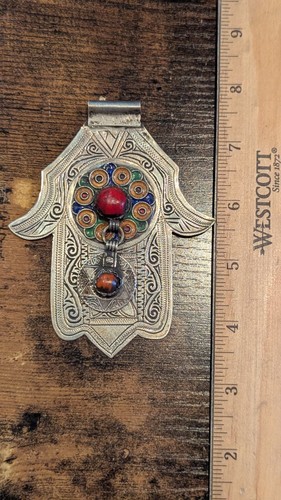 Authentic Antique Hamsa Moroccan Berber Talisman Pendant Hand of Fatima ...