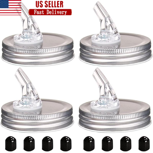 Mason Jar Pour Spouts Leak Proof Dispenser Caps 4 Pack Free Flow Liquid ...