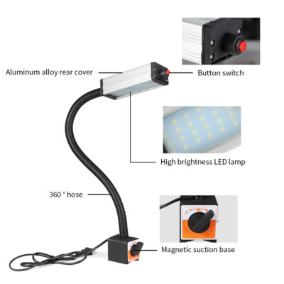 8W LED Lathe Lamp Magnetic Base Flexible Working Light For CNC Milling ...