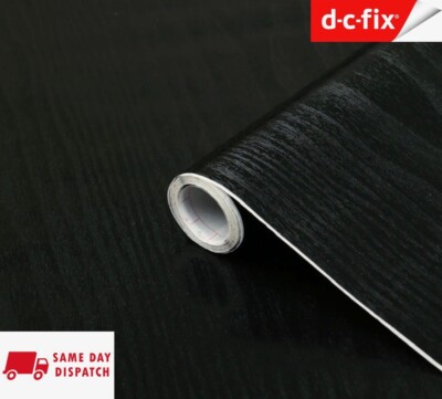 DC FIX BLACK ASH WOODGRAIN STICKY BACK PLASTIC SELF ADHSIVE VINYL ...