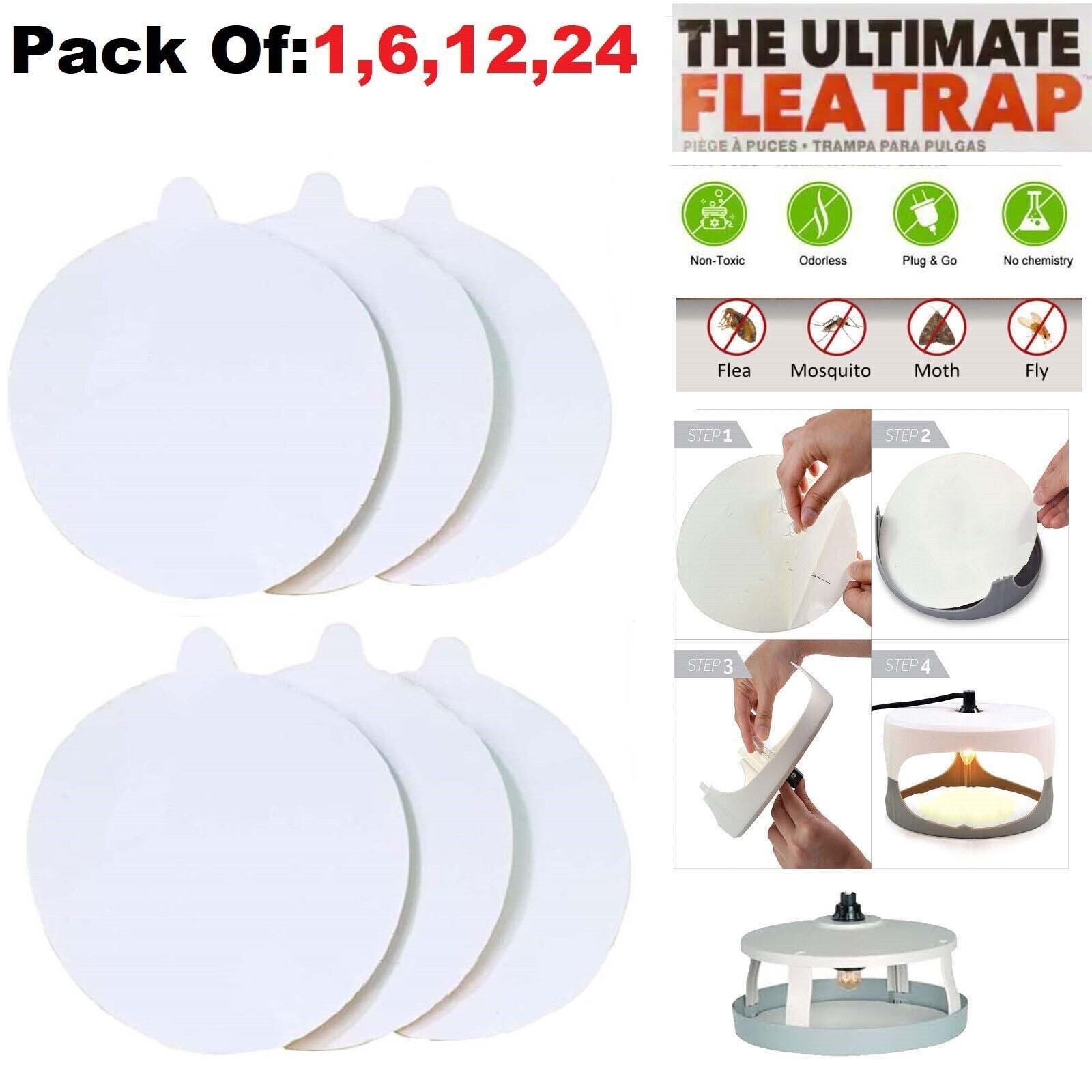 Flea Trap Discs Sticky Replacement Pads Refill Home Pest Control Killer ...