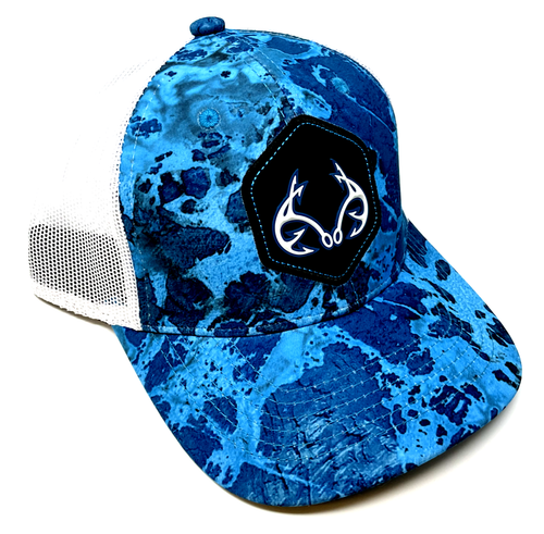 REALTREE FISHING BLUE WHITE MESH TRUCKER CURVED BILL ADJUSTABLE ...