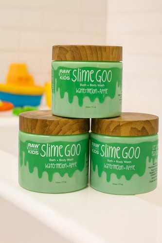 3x RAW SUGAR KIDS SLIME GOO BATH + BODY WASH WATERMELON +APPLE 6 OZ EA ...