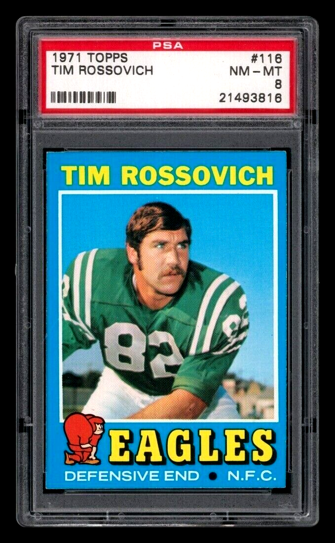 1971 Topps Football #116 Tim Rossovich PSA 8 NM-MT Philadelphia Eagles ...