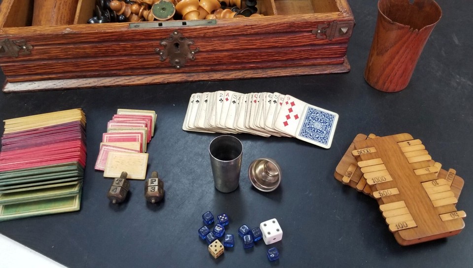 Antique Games Box / Vintage Games Compendium / Gaming Chest | eBay