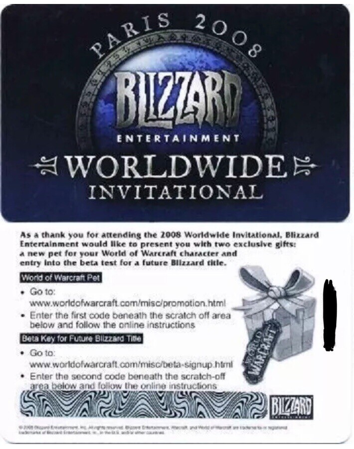 WoW LOOT CARD - TYRAEL’S HILT - Mini Tyraels Pet - New Unused - WWI ...