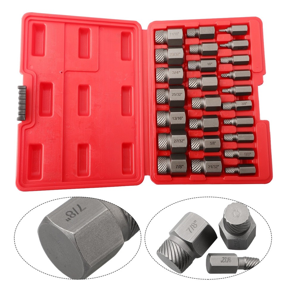 25Pcs Hex Screw Extractor Set for Rounded Bolt Removal High Carbon ...