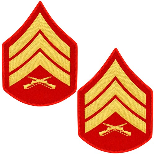 Marine Corps USMC chevron gold embroidered SGT E5 Sergeant MALE Sew On ...