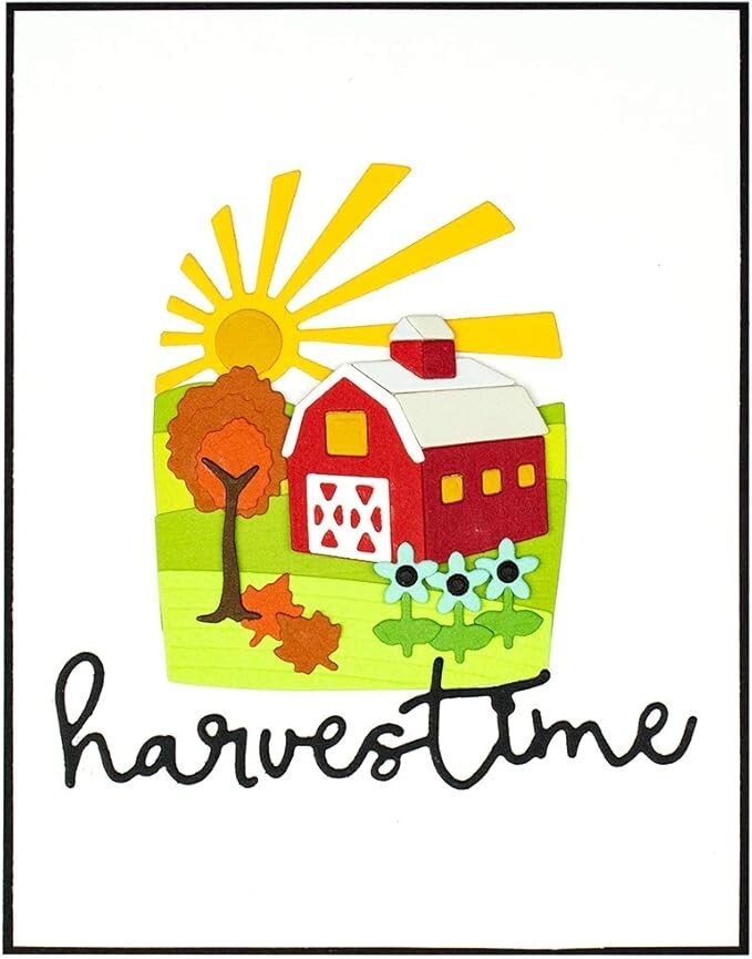 Spellbinders Dies "Harvestime Snapshot" Farm Barn Sunshine, NEW | eBay