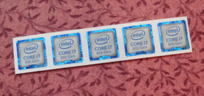 Lot of 10 Intel Core i7 8th Generation Stickers 18 x 18mm Desktop Case ...