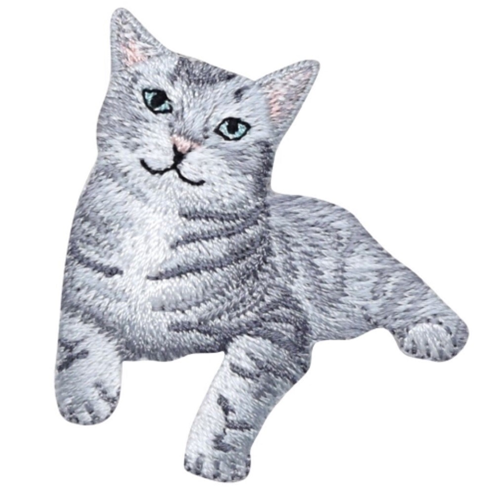 Gray Tabby Cat Applique Patch - Embroidered Kitten Pet Animal Badge 2 ...