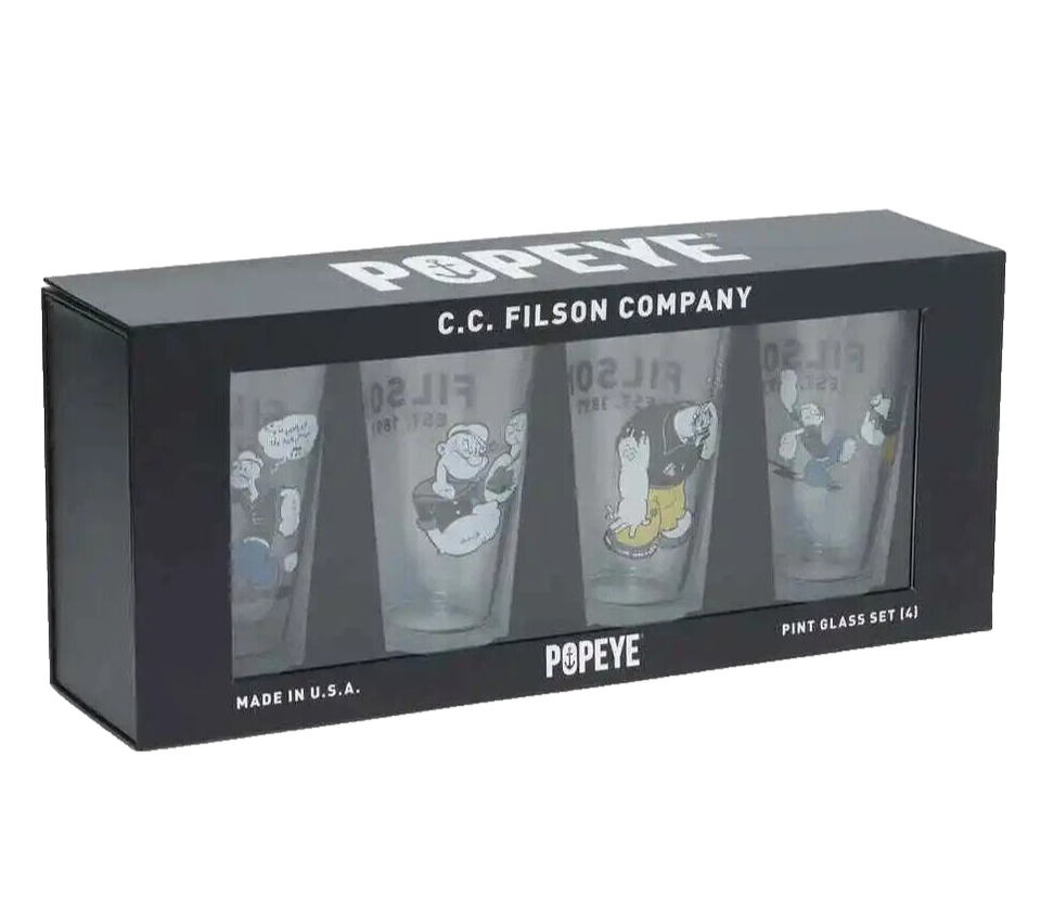 Filson x Popeye Pint Glass Set MADE IN USA Bluto Rare Limited Beer ...
