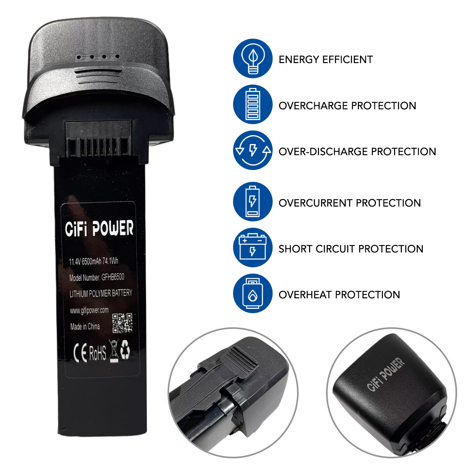 MaximalPower 11.4V 6500mAh Battery for Hubsan Zino Pro+, Zino Pro+ Plus ...