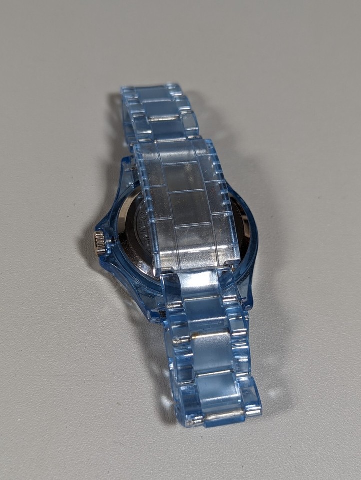 Justin Timepiece Collections Swiss Crystal Accent Blue Acrylic Band ...