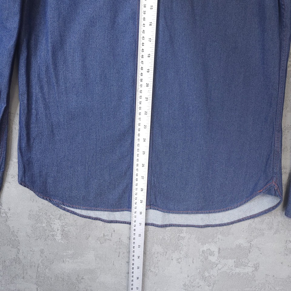 R.M. Williams Western Shirt Men's Medium Blue Denim Cotton Sawtooth ...