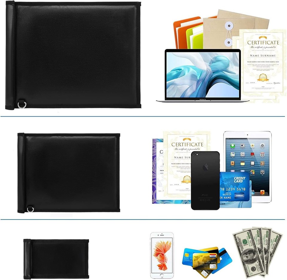 Faraday Bag Fireproof & Water Resistant Bag, Anti-Theft Hacking Pouch ...