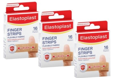 3 x Elastoplast Finger Strips Fabric Plasters Tough Strong Adhesion ...