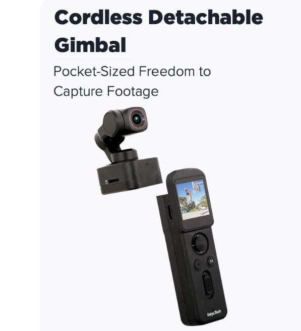 Feiyu Pocket 3 Camera 4K 60fps 12MP 130° FOV with 3-Axis Handheld ...