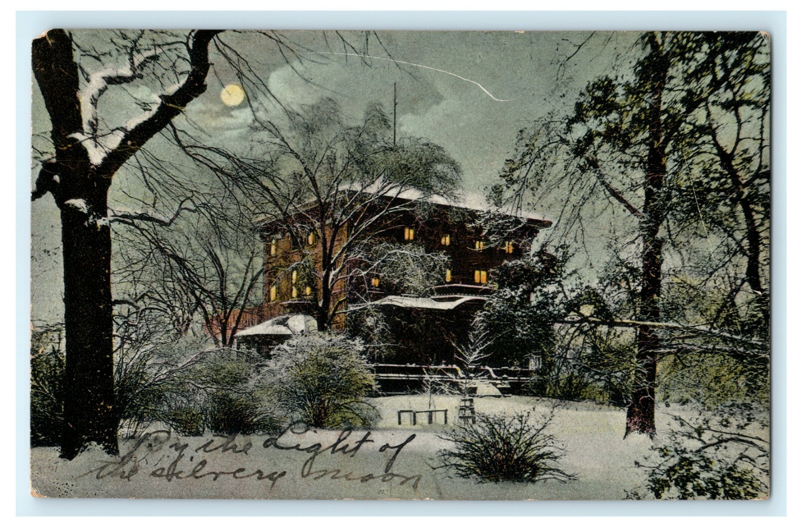Victorian House Fort Wayne Indiana Moonlight Antique Vintage Postcard ...