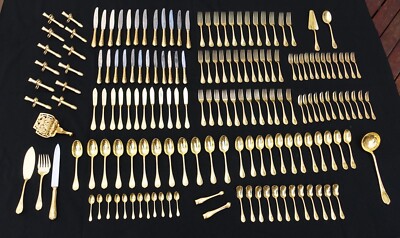 AMAZING KINGS French Christofle MARLY GOLD Flatware 165 Pieces Set for ...