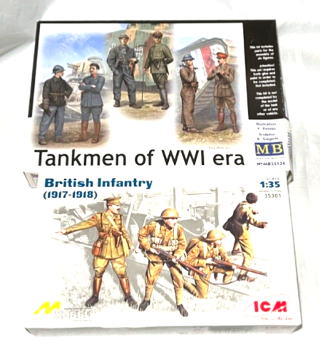 ICM & Master Box MB 1/35 WWI Tank Men & British Infantry figure kit lot ...