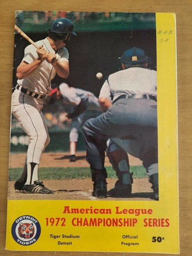 1972 Detroit Tigers ALCS Program vs Oakland A's Game 3 Scored October ...