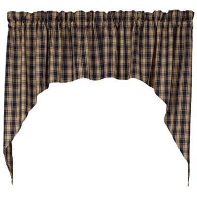 Navy Lexington Checked Window Swag, 72" x 36", Country Farmhouse, Blue ...